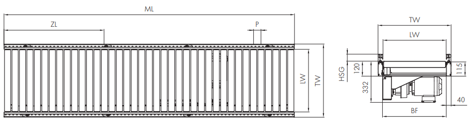 Interroll RM 8210/8212 Transportador de rodillos – TRG Solutions